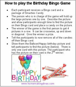 bingo-instructions - Homemaking Divas